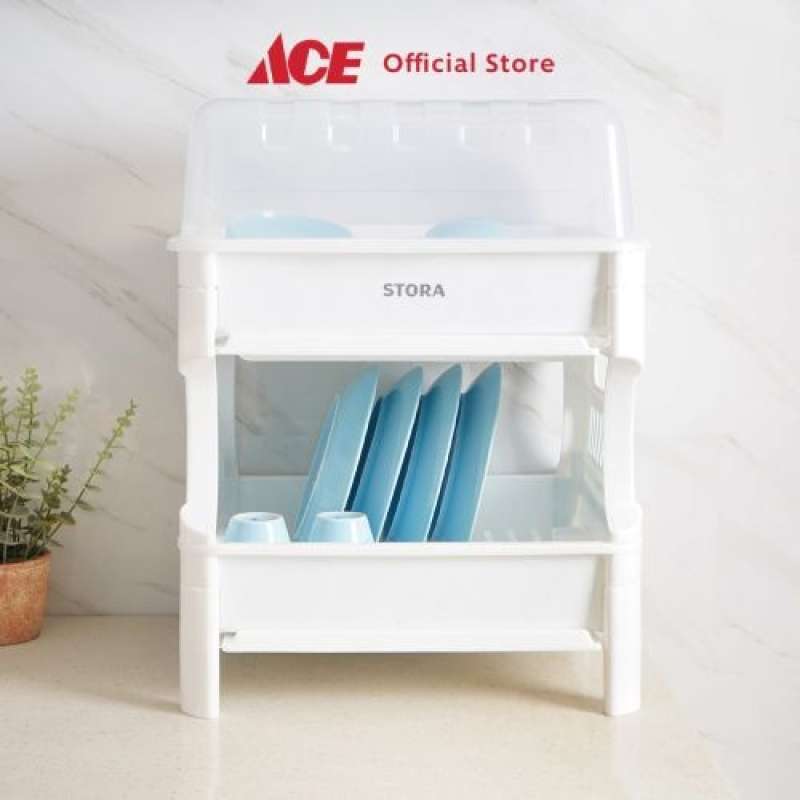 Jual Ace - Stora Rak Piring 2 Tingkat Dengan Tray & Cover - Putih Di ...