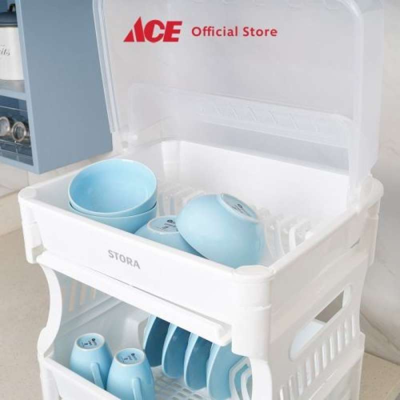 Jual Ace - Stora Rak Piring 2 Tingkat Dengan Tray & Cover - Putih Di ...