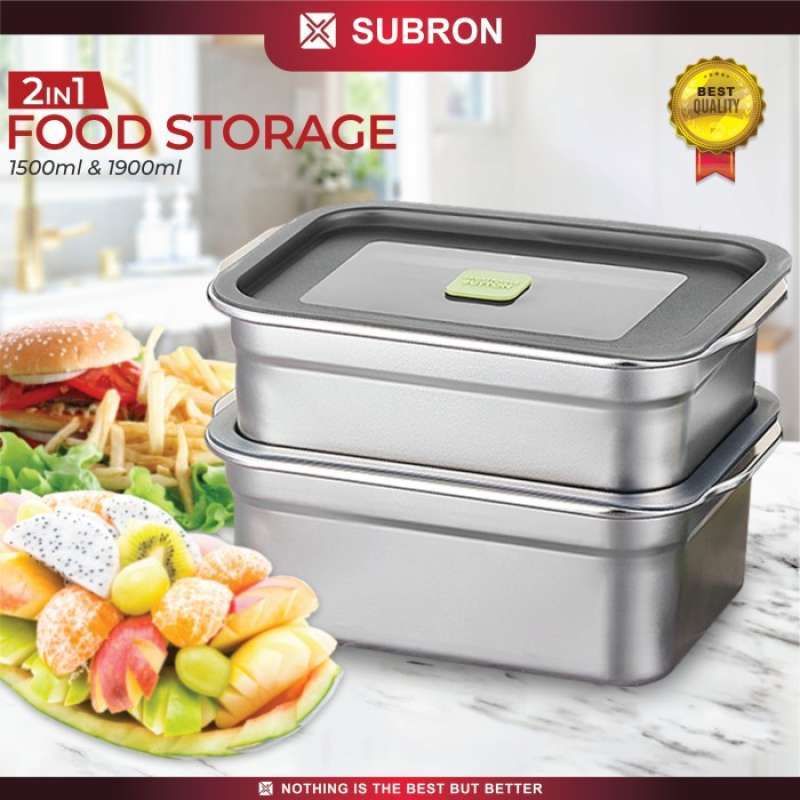 Jual Subron Food Storage 2in1 Stainless 1500ml 1900ml Tempat ...