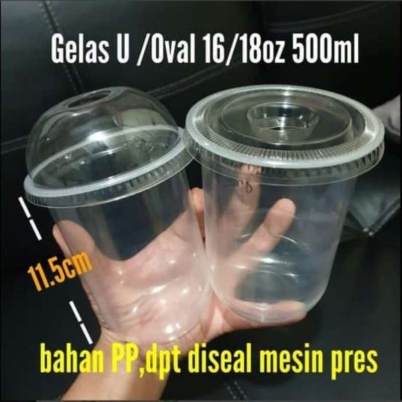 Jual Plastik Cup Pp/cup Oval + Tutup Flat Atau Dome 16 Oz/480 Ml @50 Pcs Di Seller Sentry ...