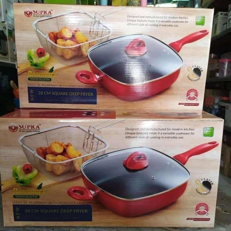 Jual Supra 28 Cm Square Deep Fryer / Penggorengan Kotak + Tirisan S'028 ...