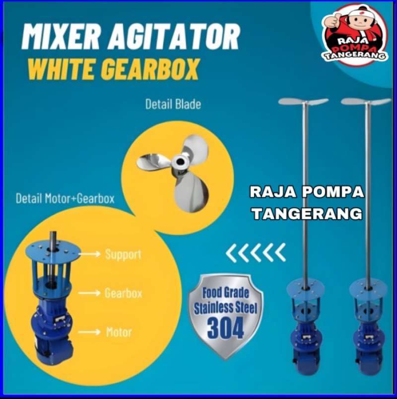 Promo Mixer Agitator Kimia Ss304 5,5kw 7,5hp 380v 4p 1450rpm Agitator Mixer Diskon 23% Di Seller ...