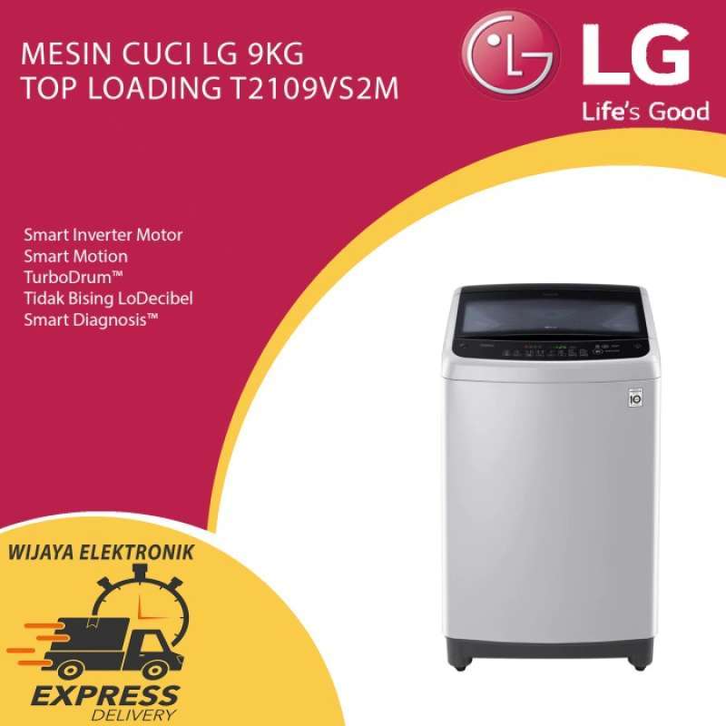 Promo Mesin Cuci 1 Tabung Top Loading 9kg Lg T2109vs2m Smart Inverter ...