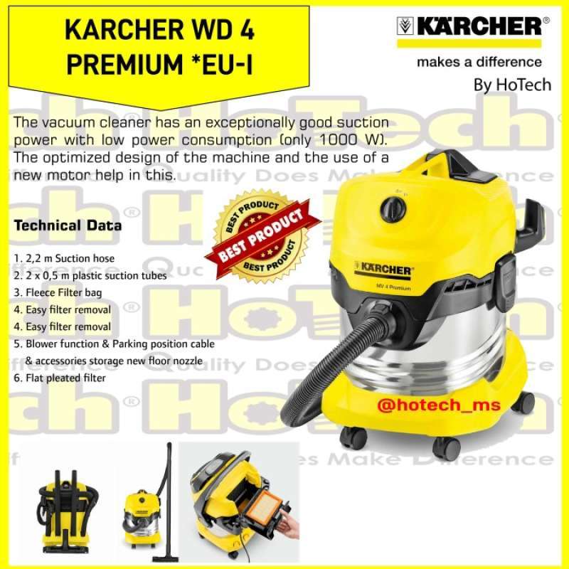 Promo Karcher Wd 4 Premium Wet And Dry Vacuum Cleaner | Md4 Diskon 23% ...