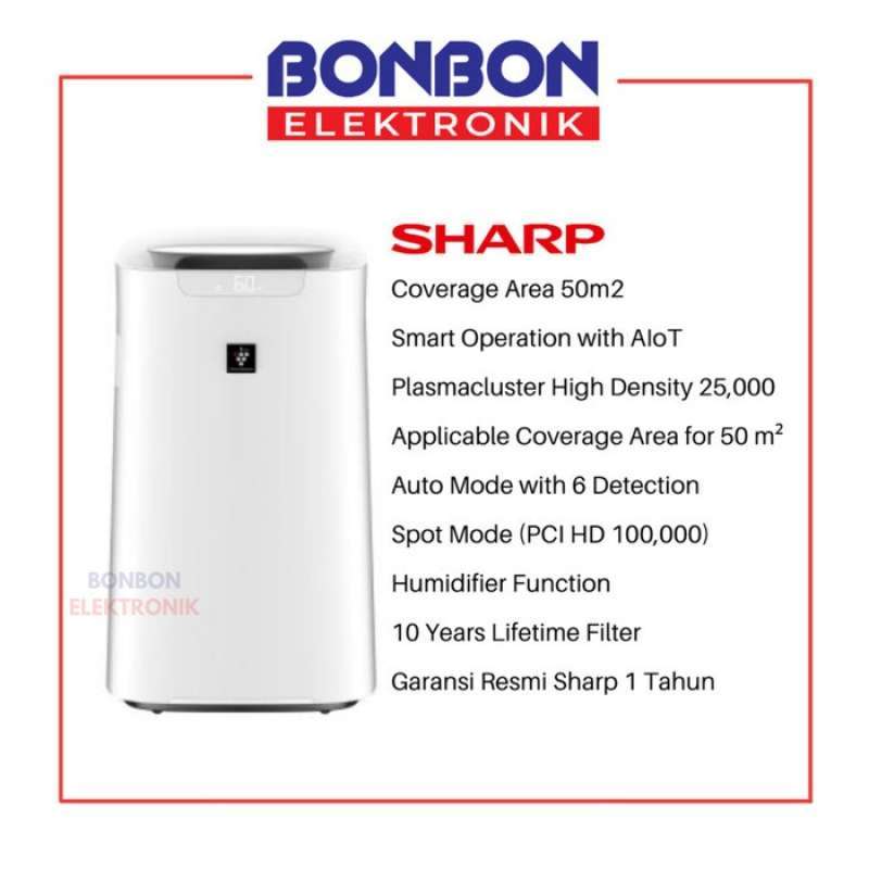 Promo Sharp Air Purifier + Humidifer Ki-l60y-w Coverage Area 50m² Aiot Rall Diskon 23% Di Seller ...