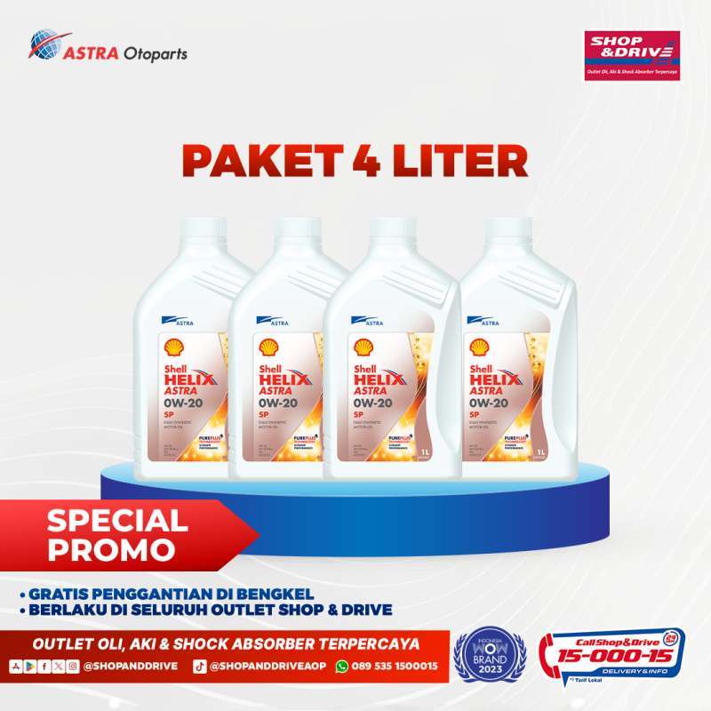 Promo Oli Shell Helix Astra 0w20 Premium [4 L, Gratis Ganti Oli Di ...
