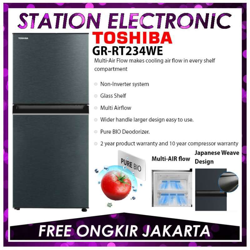 Jual Toshiba Kulkas 2 Pintu 180 Liter Non Inverter Gr-rt234we-pmf Di Seller Station Electronic ...
