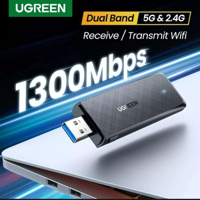 Promo Ugreen USB Wifi Wireless Adapter Ac1300 Wifi Receiver Dual Band ...