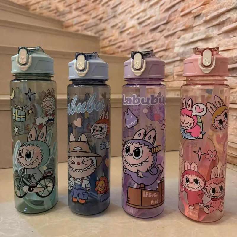 Jual Botol Minum Anak Labubu Viral Kapasitas 900ml Free Tali Pendek ...