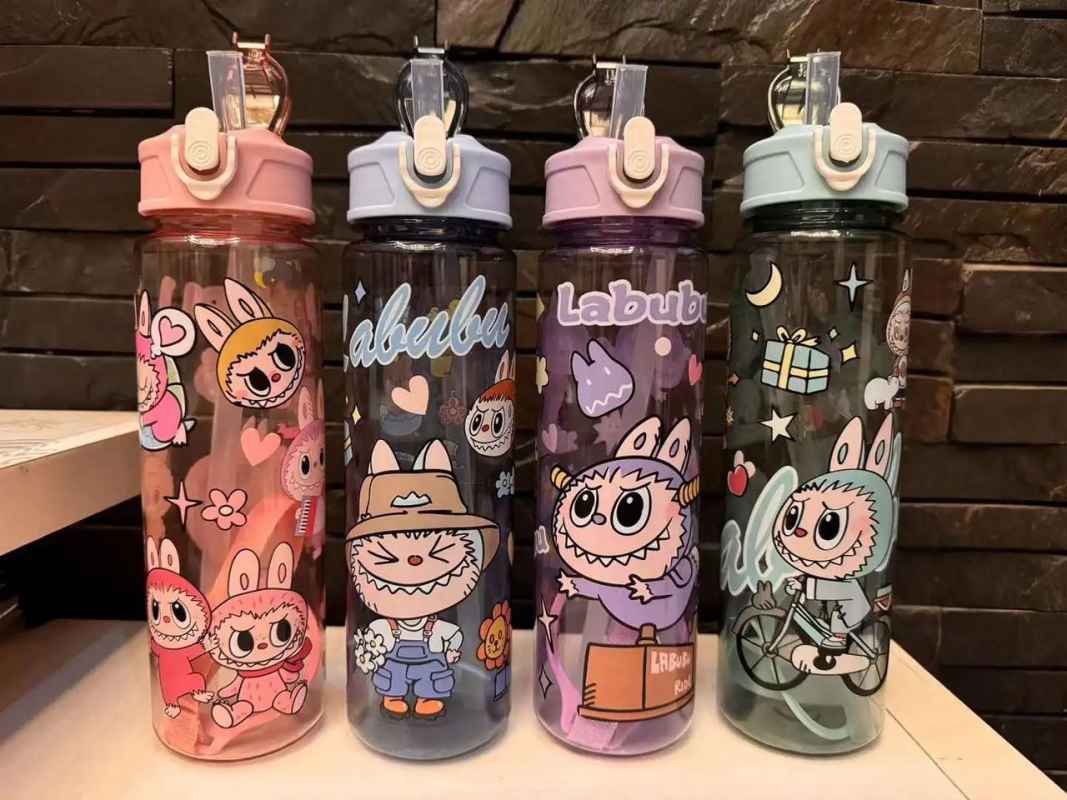 Jual Botol Minum Anak Labubu Viral Kapasitas 900ml Free Tali Pendek ...