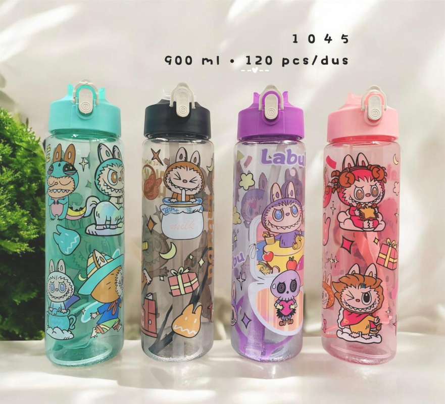 Jual Botol Minum Anak Labubu Viral Kapasitas 900ml Free Tali Pendek ...
