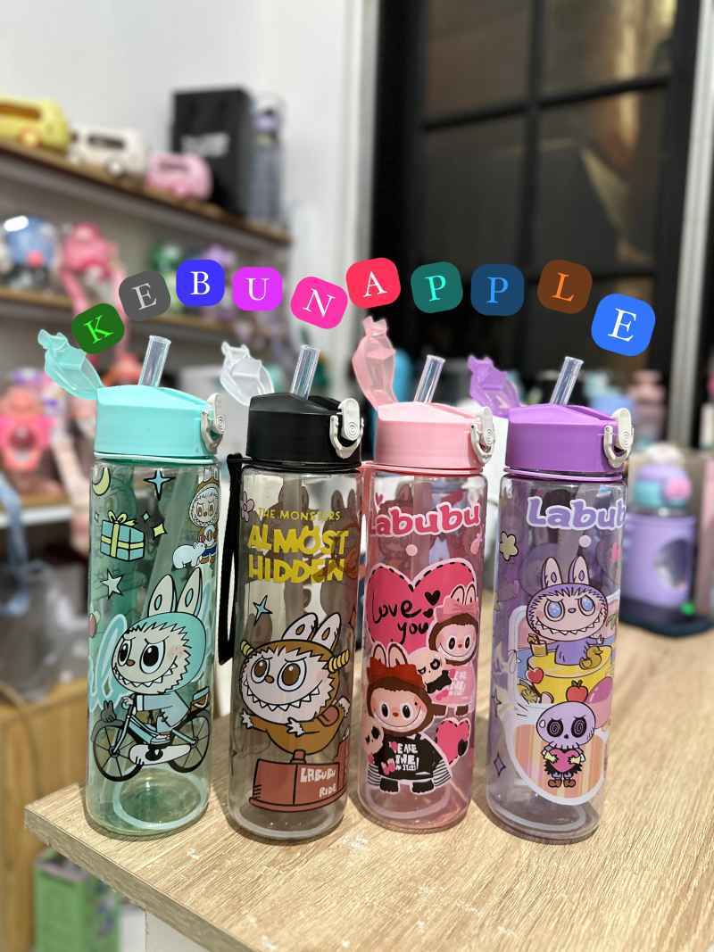 Jual Botol Minum Anak Labubu Viral Kapasitas 900ml Free Tali Pendek ...