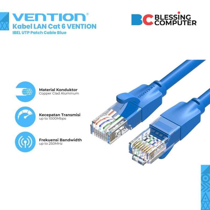 Jual Kabel Lan Cat 6 Vention Ibel Utp Patch Cable Blue - 5m Ibelj Di Seller Blessing Computer ...
