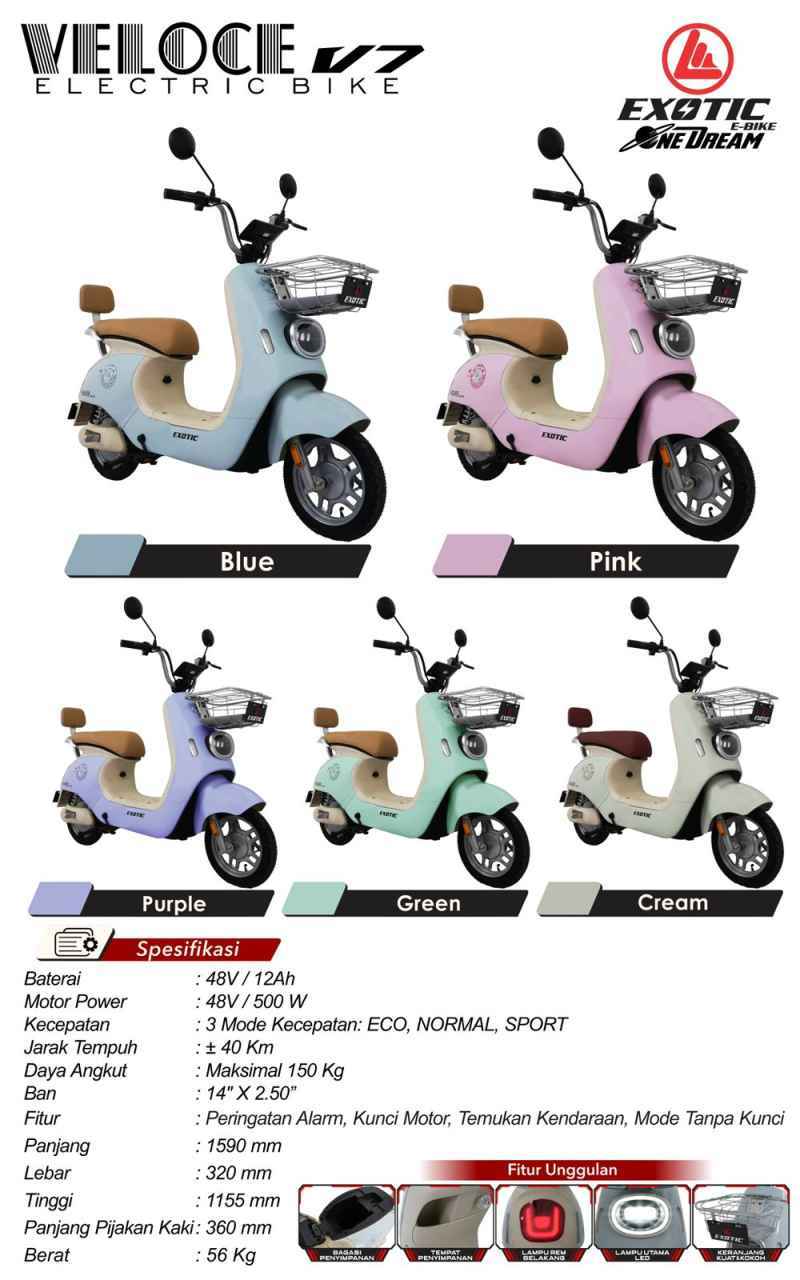 Jual Sepeda Listrik Exotic Veloce V7 500 Watt Pacific Electric E Bike ...