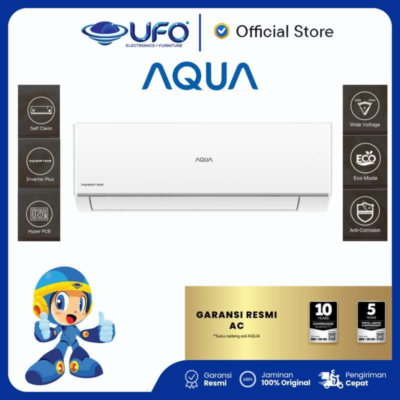 Jual Aqua Aqakr5vqc(l) Ac Split Inverter 0.5pk Self Clean Di Seller Ufo ...
