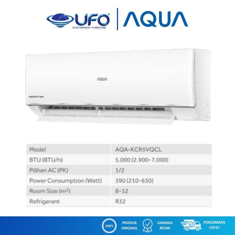 Jual Aqua Aqakr5vqc(l) Ac Split Inverter 0.5pk Self Clean Di Seller Ufo ...