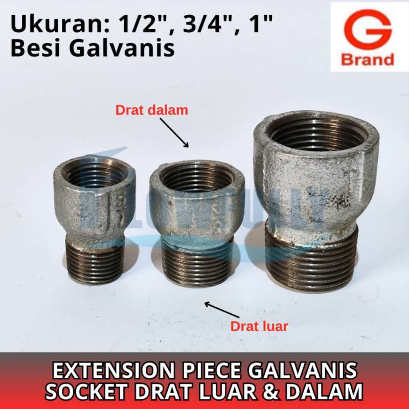Jual G Brand Extension Piece Galvanis Galunggung Socket Drat Luar Dalam ...