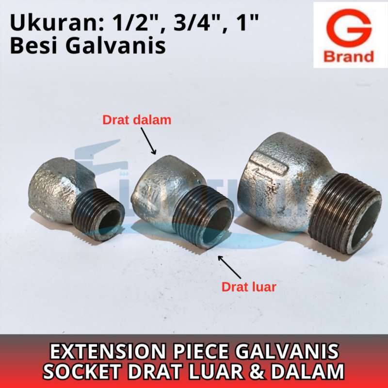 Jual G Brand Extension Piece Galvanis Galunggung Socket Drat Luar Dalam ...