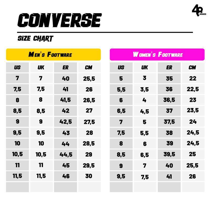 converse chart size
