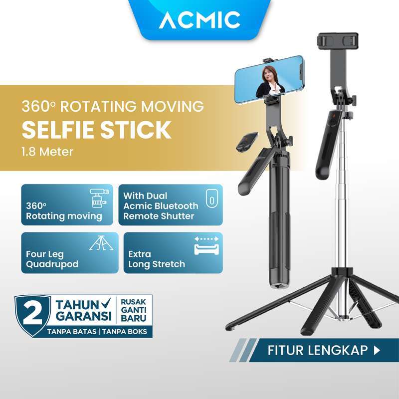 Promo [new Launch] Acmic Qr18 | Qr22 360° Rotating Moving Tongsis Tripod Quadpod 4 Kaki ...