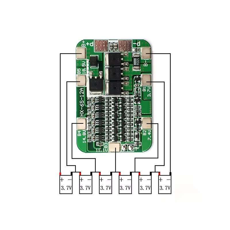 Jual Bms 6s 12a 24v Pcb Protection Board For 6 Pack 18650 Li-ion ...