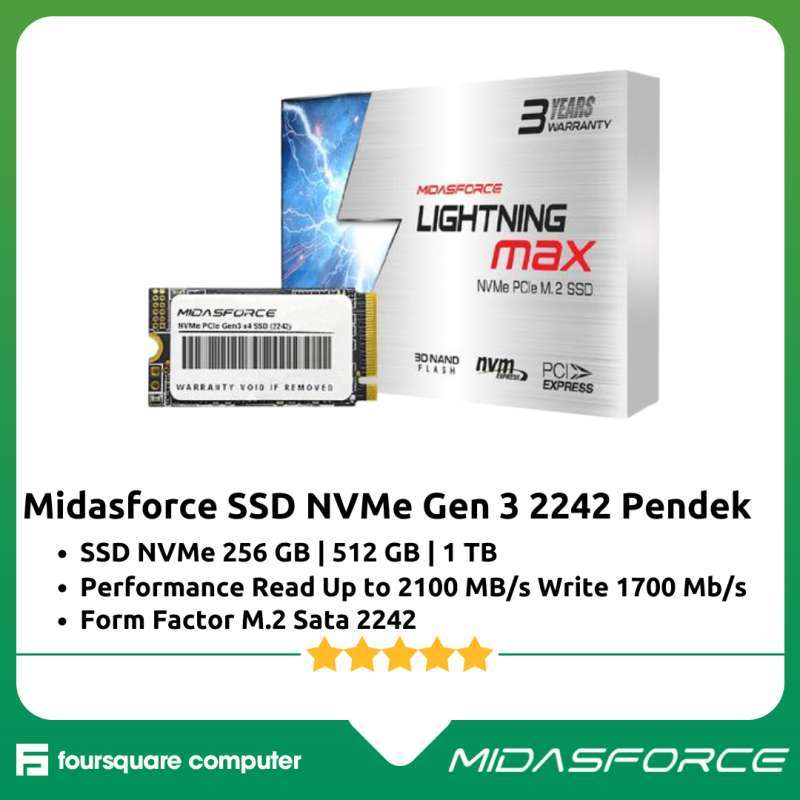 Jual Midasforce Ssd 256gb 512gb 1tb Nvme Gen 3 M.2 2242 Pendek ...