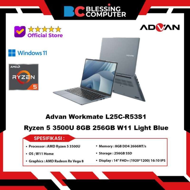 Jual Advan Workmate L25c-r53s1 Ryzen 5 3500u 8gb 256gb W11 Home Light ...