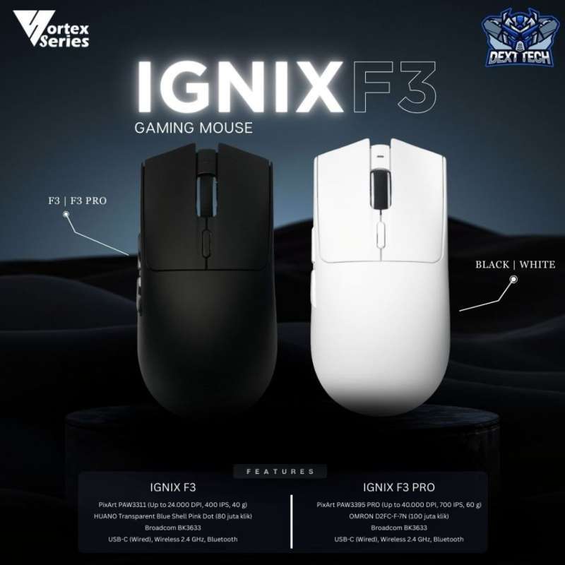 Jual Vortexseries Ignix Series F3 Mouse | Ultra Light Wireless Tri Mode ...