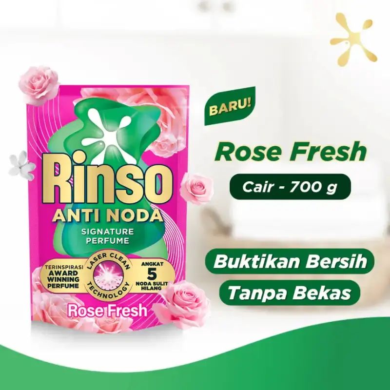 Jual Rinso Anti Noda Cair Rose Fresh 700g Signature Perfume Bersih ...