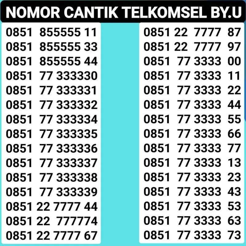 Jual Kartu Perdana By.u Telkomsel By.u By.u Panca 77777 Kwarted 7777 ...