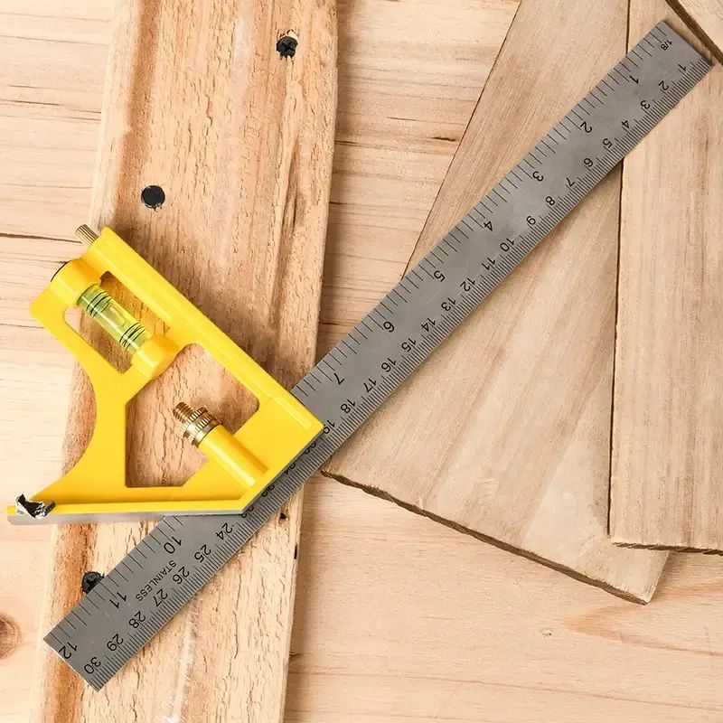 Jual Deli Tools Penggaris Siku Spirit Level Combination Square 300mm ...