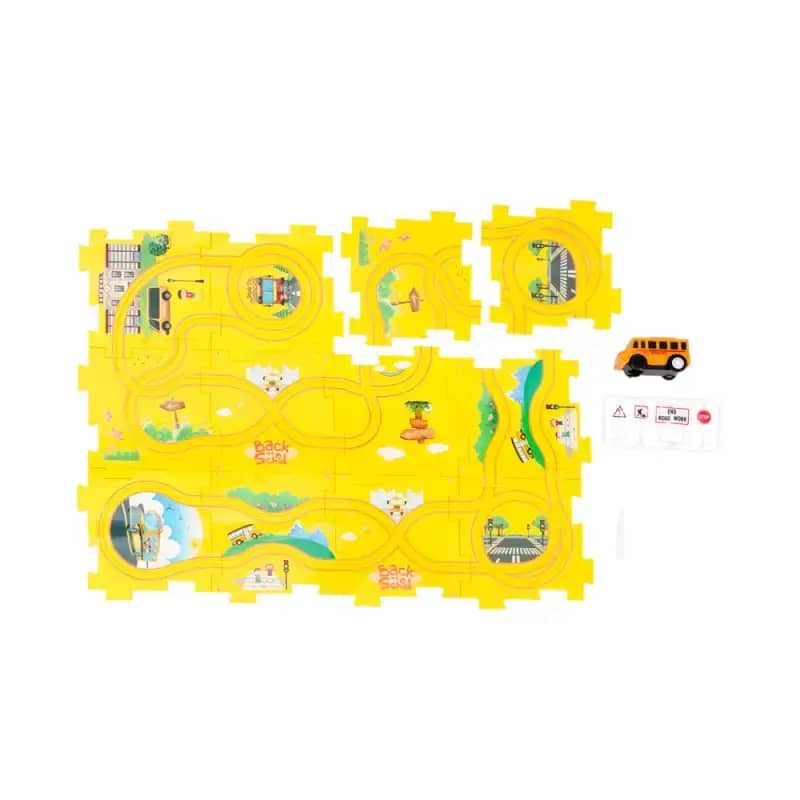 Jual Little Giggles Diy Jigsaw Puzzle Theme Track School Bus Set 18 Pcs ...