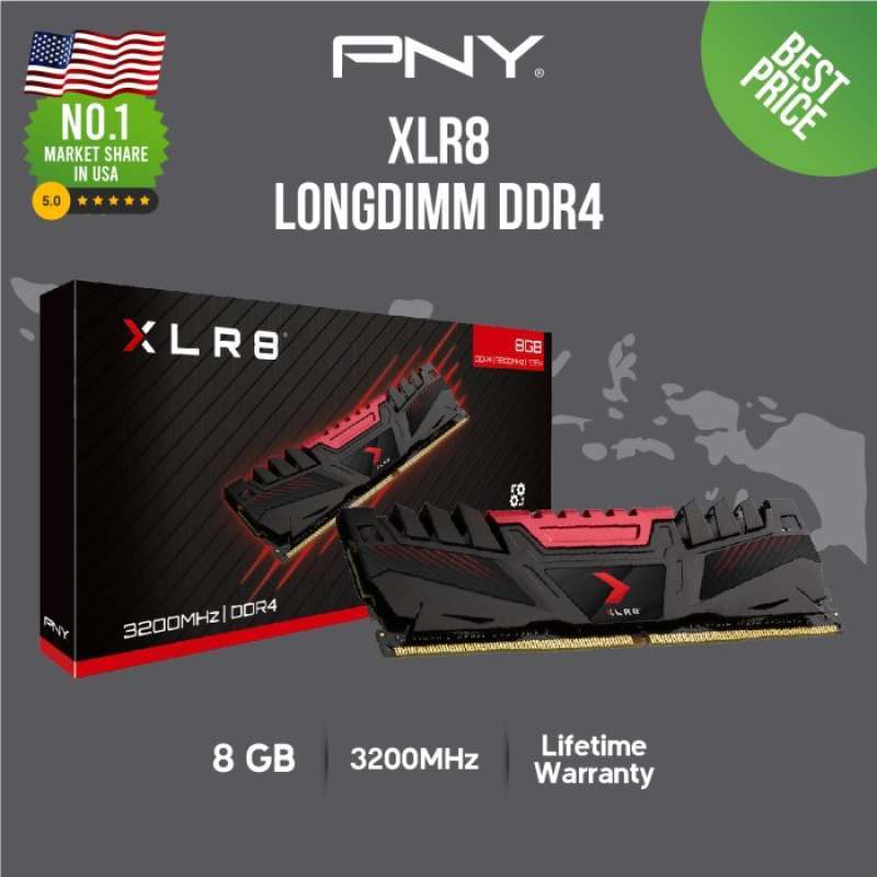 Promo Memory RAM PNY Longdimm 8GB DDR4 3200MHz XLR8 Desktop Diskon 23% ...