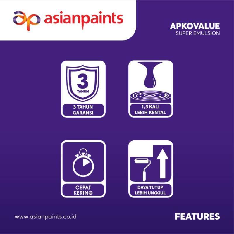 Jual Cat Tembok Asian Paints Apko Value Super Emulsion (extra White) Di ...