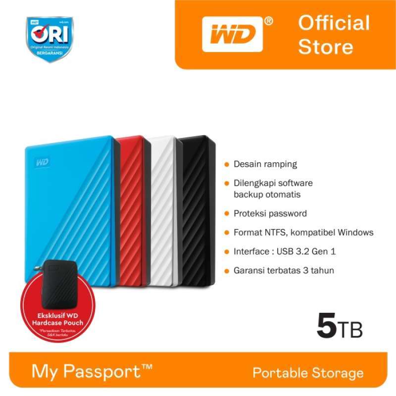 Promo WD My Passport 5TB - HD HDD Hardisk Eksternal External 2.5 USB 3. ...