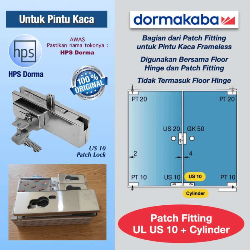 Promo Dorma UL US 10 Patch Fitting + Cylinder Diskon 23% di Seller ...