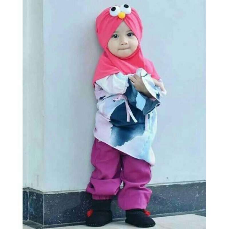 Jual Hijab Anak Elmo Jilbab Bayi Kerudung Bergo Instan Good Quality 0-3 ...