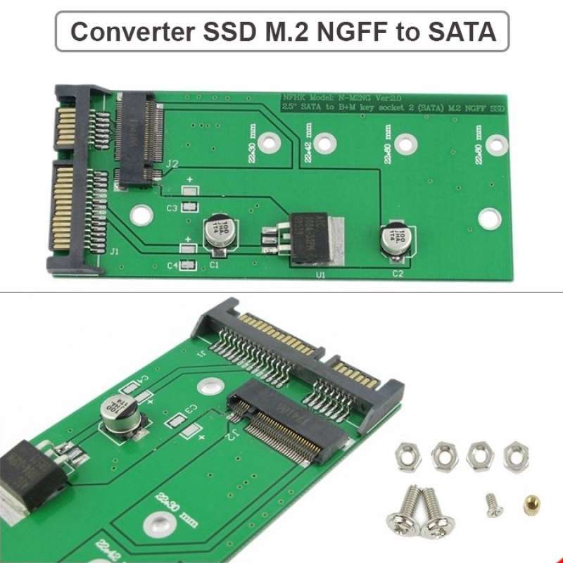 Promo Converter Adapter Card SSD M2 NGFF to SATA 2.5 7+15pin Diskon 23% ...