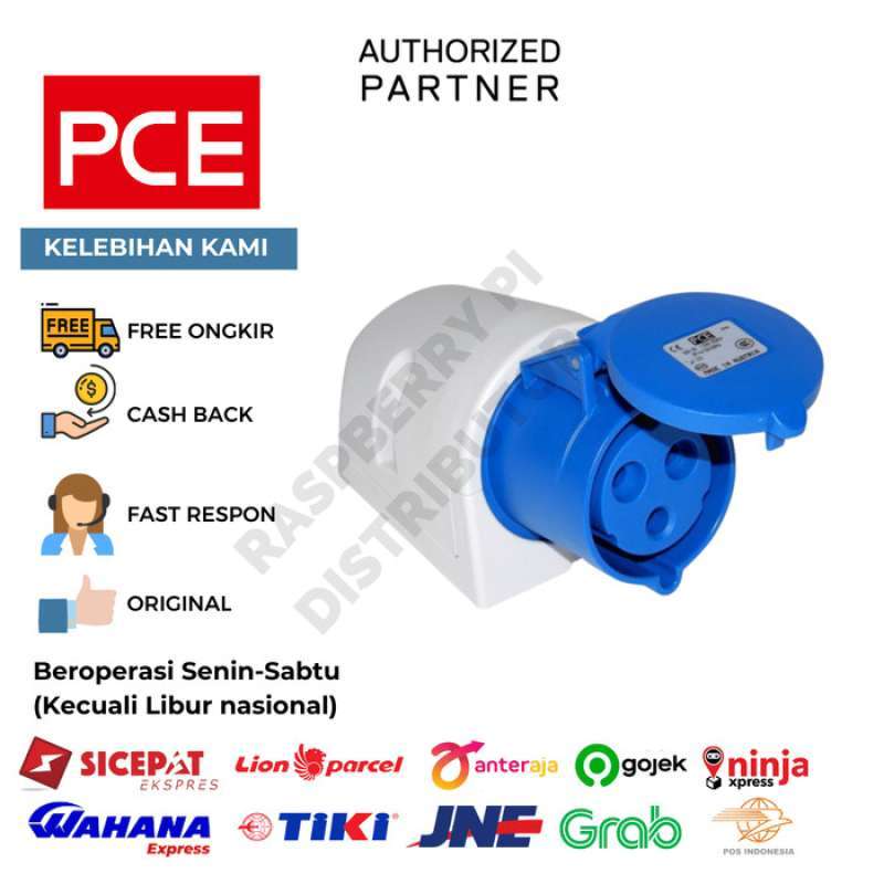 Promo PCE Industrial Wall Socket 32A 2P+E 220V IP44 123-6 Diskon 23% di ...