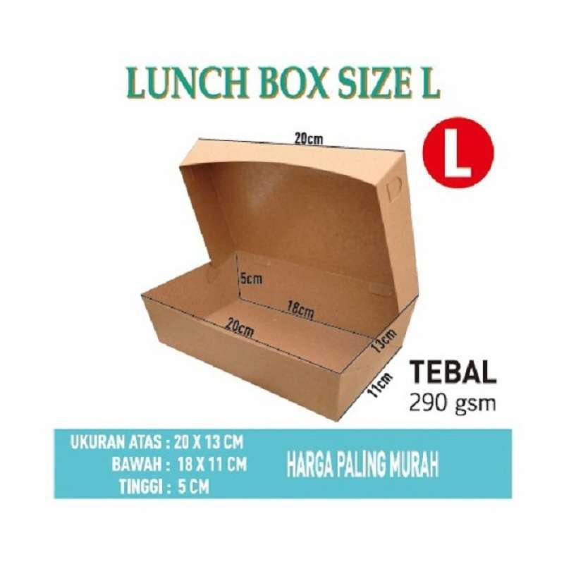 Jual Lunch Box Paper Kraft SIZE L Paket 60 Pcs Dus Makanan Take Away ...