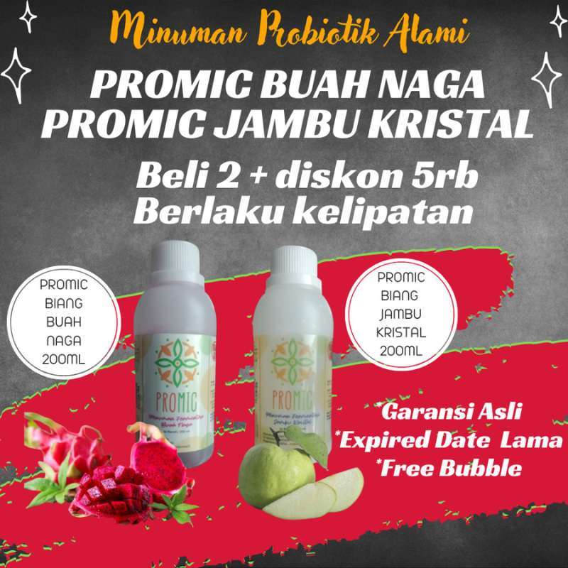 Promo Promic Varian Baru Rasa Buah Naga & Jambu Kristal 200ml - JAMBU ...