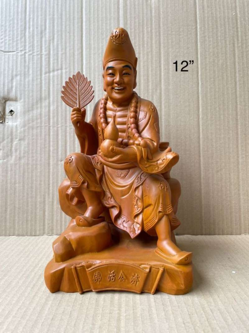 Promo patung dewa chikung / cikung / ci kung duduk - kayu polos - 12 ...
