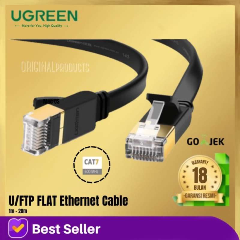 Promo Ugreen Kabel LAN Ethernet cat7 cat 7 internet utp round 5m 5 meter - 10 METER Diskon 50% ...