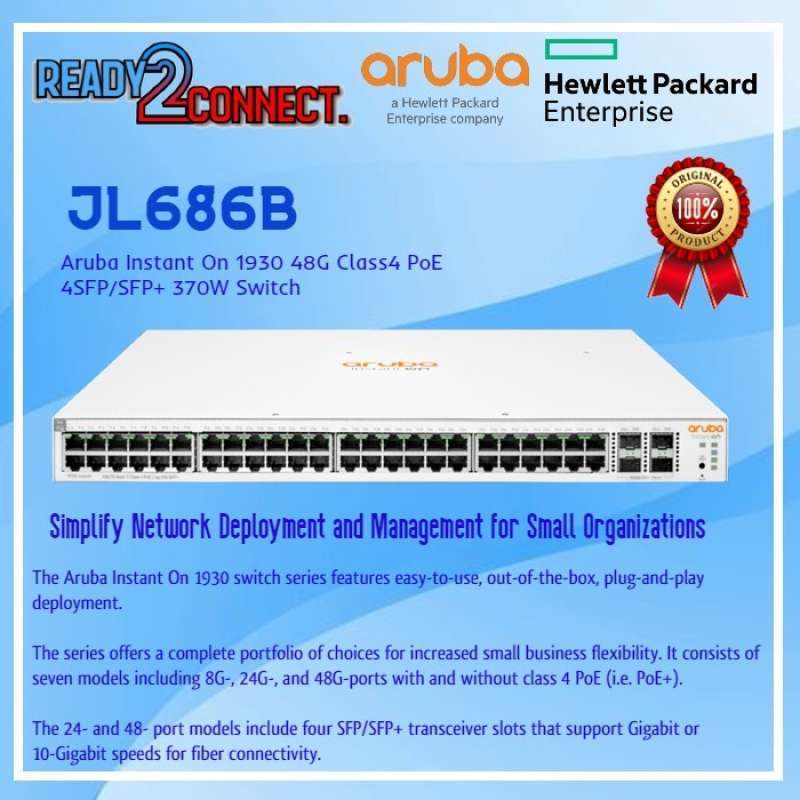 Promo HPE JL686B Aruba Instant On 1930 48G Class4 PoE 4SFP/SFP+ 370W ...