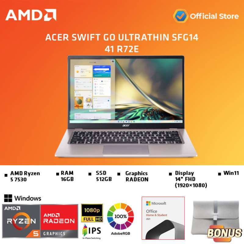 Jual Acer Swift Go Sfg14 41 | Ryzen 5 7530u 16gb 512ssd Radeon 14.0fhd ...