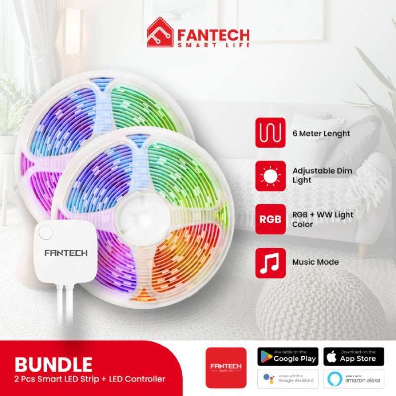 Jual Fantech Smart Life Starter Pack Promo Bundle Lightning 2 Led Strip ...