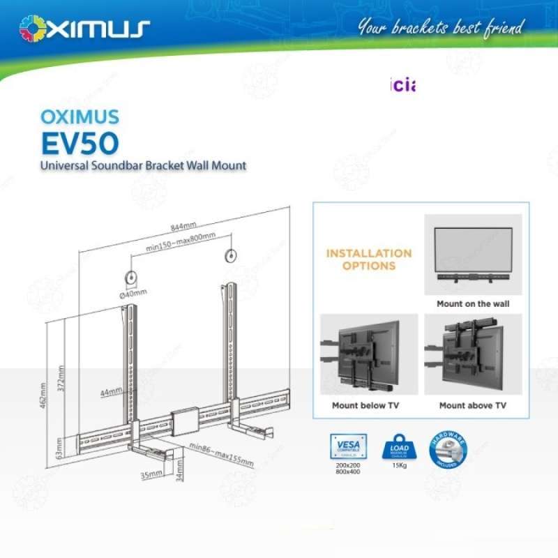 Jual Oximus Ev50 Universal Soundbar Bracket Wall Vesa Base Holder ...