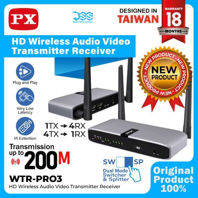 Jual Wireless Hdmi Extender Audio Video Transmitter Receiver Px Wtr ...
