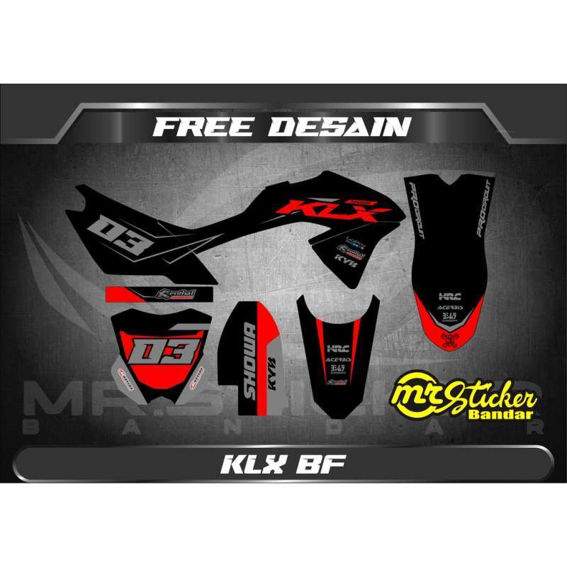 Jual Dekal Sticker Decal Motor Kawasaki Klx Bf Strip Merah Abu Keren Di ...