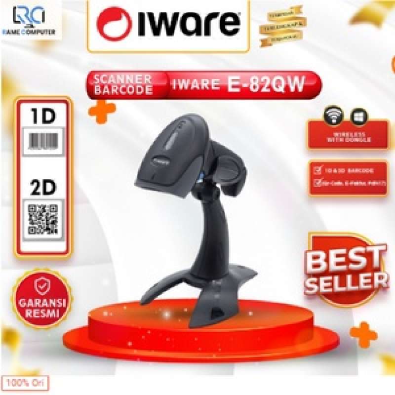 Jual IWARE BARCODE SCANNER WIRELESS 2D IWARE E-82QW WITH STAND DONGLE ...